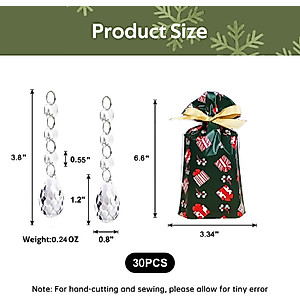 Christmas Ornaments Crystal Tree Decorations, 30Pcs Acrylic Clear Hanging Crystals for Centerpieces Teardrop Chandelier Garland Beads for Xmas Wedding Party home Decor