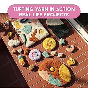 And-et DuraTuft Yarn 45 Vibrant Colors Tufting Nylon Yarn Pack - Ideal for Crochet, Craft Projects -100% B.C.F. - 3 Cones x 1.66lbs -180yards -Perfect for Rug Weaving and Knitting (03 Pink Beige)