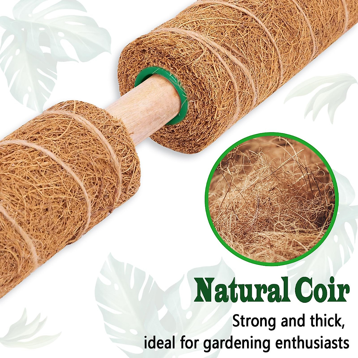 2 Pack 17 Inch Moss Pole, Stackable Moss Poles for Climbing Plants Monstera, Tall Plant Sticks Accessories, Large Coir Plant Support Stakes for Potted Plants Indoor, Pothos, Philodendron