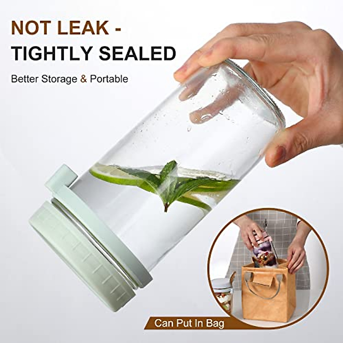 LANDNEOO 4 Pack Overnight Oats Containers with Lids and Spoons, 24 oz Glass Mason Jars for Overnight Oats, Large Capacity Airtight Jars for Milk, Cereal, Fruit