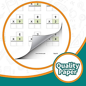 Channie’s Math Practice Combo Pack for Elementary School Students, One Page a Day Workbook and Little 9 Little Numbers Reusable Dry Erase Poster for Practicing Single Digit Multiplication Problems