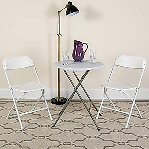 EMMA + OLIVER Set of 2 Plastic Folding Chairs - 650 LB Weight Capacity Lightweight Stackable Folding Chair in White