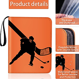 Hockey Card Binder,4-Pocket Trading Card Binder with 400 Card Sleeves,Portable Cards Album Case for Cards Collection Baseball Football Hockey Basketball Sports Cards (400 Pocket Hockey)