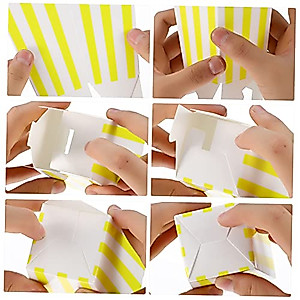 60 Pcs Popcorn Boxes Carton Disposable Containers Snack Boxes for Plastic Container Popcorn Bags Paper Popcorn Boxes Movie Night Supplies Stripe Popcorn Boxes Popcorn Buckets