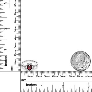 Gem Stone King 10K White Gold Heart Shape Red Rhodolite Garnet and White Diamond Irish Celtic Claddagh Women Ring (0.78 Cttw, Gemstone Birthstone, Available In Size 5, 6, 7, 8, 9)
