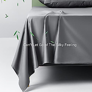 Shilucheng 100% Cooling Bamboo_ Sheets Set- King Size 1800 Thread Count Soft Bed Sheets,16 Inch Deep Pocket,Breathable,Comfortable and Pilling Resistant -4PC(King,Dark Grey)