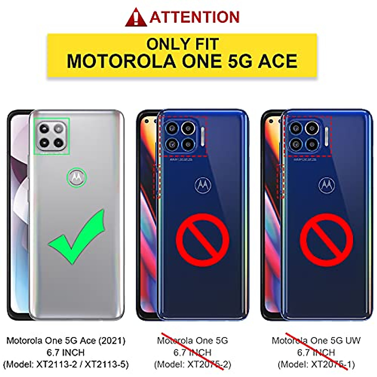 V/A for Motorola One 5G Ace Case with Built-in Screen Protector, Full Body Protection Shockproof Cover Case, [Rugged PC Front Bumper + Soft TPU Back Cover] Armor Protective Phone Case (Black)