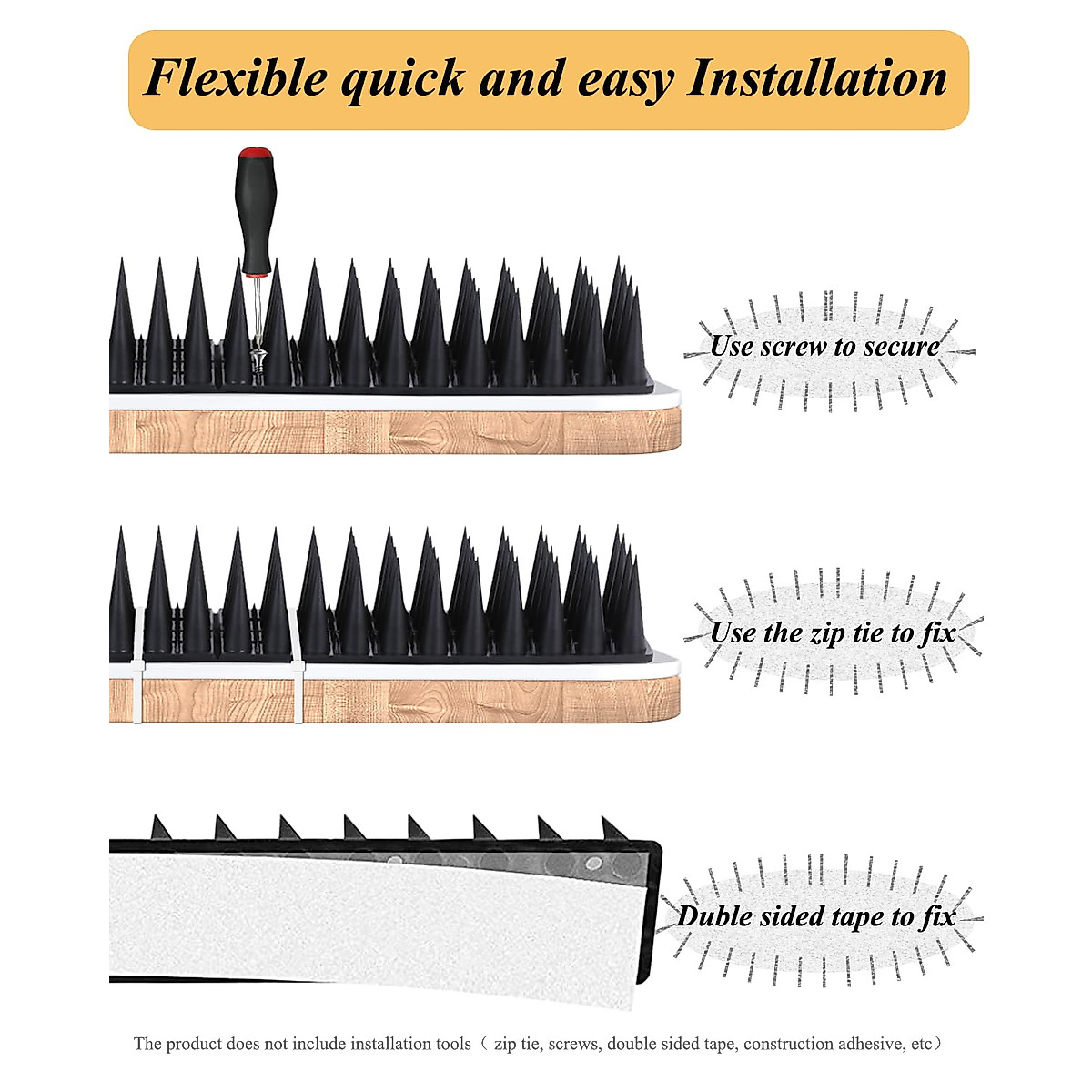 Bird Spikes, 20 Pack Pigeon Spikes, High Thorn Bird Spikes for Outside, Bird Deterrent for Small Bird Cat Squirrel, Easy Installation Bird Deterrent Spikes use for Balcony Courtyard Outdoor Roof