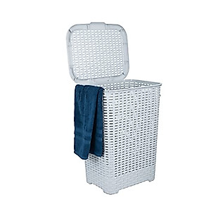 Superio Slim Deluxe Laundry Hamper Wicker, 60 Liter Ivory, Beige