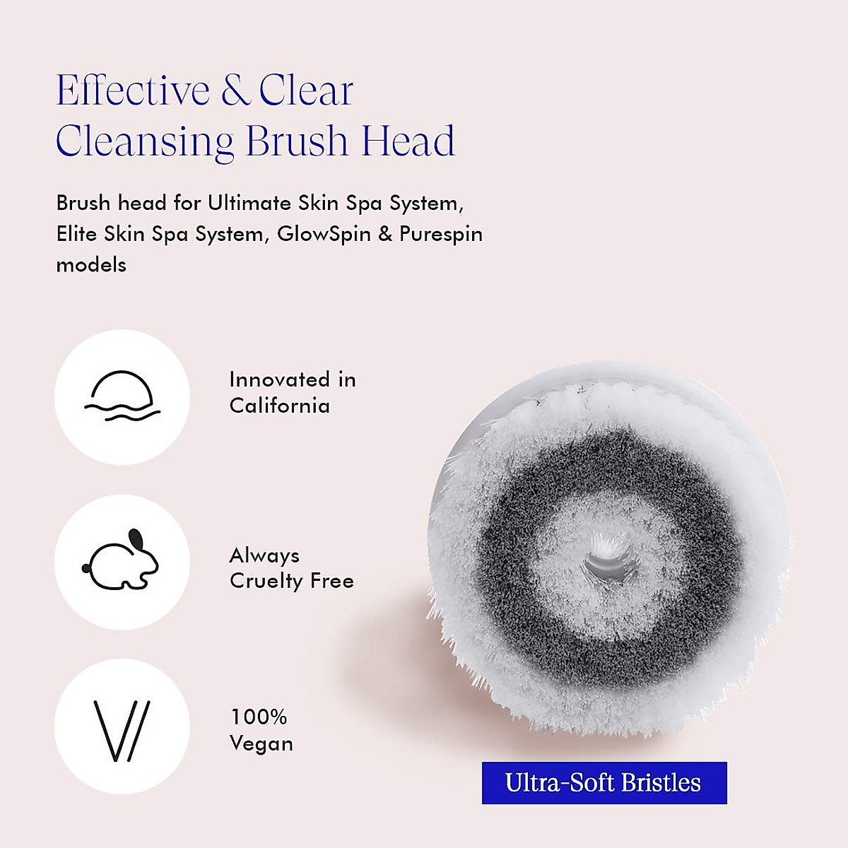 Vanity Planet Replacement Brush Head for Daily Cleansing Facial Brush Compatible With Ultimate Skin Spa & Glowspin, Water Resistant, Ultrasoft