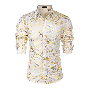 COOFANDY Men's Party Shirt Wedding Performance Valentine Tuxedo Slim Fit Shirts