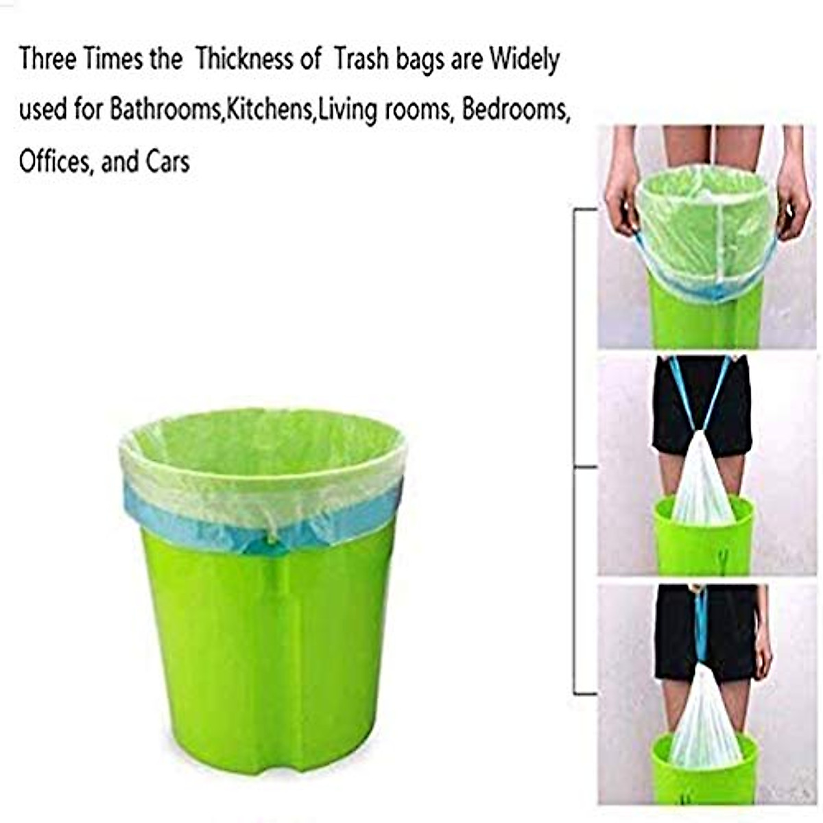 Small Trash Bag, 2.6 Gallon Garbage Bags Bathroom Trash can Liners for Bedroom Home Kitchen 80 Counts,Auto shrink, White