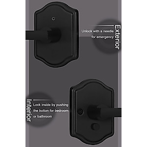 goldenwarm 16 Pack Black Interior Door Handles, Premium Zinc-Alloy Black Door Handle Interior, Contemporary Black Privacy Lever Door Handle for Bedroom, Bathroom