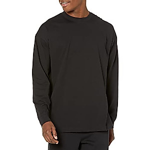 Amazon Essentials Men's 100% Organic Cotton Oversized-Fit Long-Sleeve T-Shirt, Black, X-Large