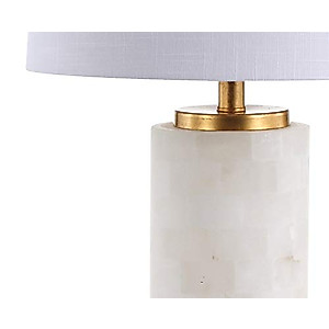 JONATHAN Y JYL6203A Eliza 25.5" Alabaster LED Table Lamp Coastal Contemporary Bedside Desk Nightstand Lamp for Bedroom Living Room Office College Bookcase LED Bulb Included, White/Gold Leaf