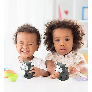 DolliBu Wolf Bath Buddy Squirter – Floating Wolf Rubber Bath Toy, Fun Water Squirting Bathtime Play For Toddlers, Cute and Soft Wild Life Animal Toy For The Bathtub, Beach, and Pool for Girls and Boys