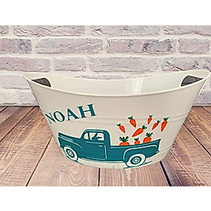 Personalized Easter Basket with Name - Large Bucket for Kids - Pail for Gifts with Handles - Custom Decor