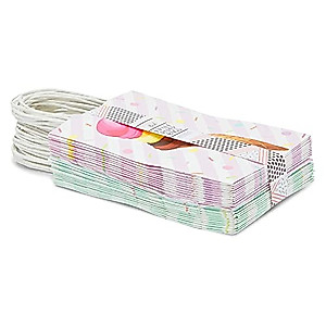 BLUE PANDA Ice Cream Birthday Party Favor Gift Bags with Handles (9 x 5.5 x 3.15 in, 24 Pack)