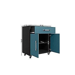 Manhattan Comfort Eiffel 5-Piece Garage Storage Set in Matte Black and Aqua Blue