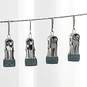 10 Pack Stainless Steel Clothespins Heavy Duty Towel Clamps Utility Clips for Clothes,Socks,Food Package,Chips Bag,Grey