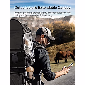 besrey Baby Backpack Carrier, Toddler Hiking Backpack with Safety 3-Height Seat, Adjustable Straps&Waist Belt, Foldable Frame Lightweight Large Capacity Child Carrier for Hiking Black