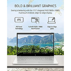 HP Envy 17.3 Touchscreen Laptop, Windows11, FullHD Display 100%sRGB, i7-1165G7, Backlight Keyboard, USB C, Wi-Fi6, Fingerprint, NVIDIA GeForce MX450, HDMI Cable (32GB RAM+ 1TB PCIe SSD)