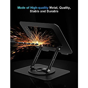 meatanty Laptop Stand, Ergonomic 360° Swivel Laptop Stand for Desk, Adjustable Metal Computer Stand, Foldable and Portable Laptop Riser Holder for MacBook, iPad Pro, 10-17" Laptops - Black