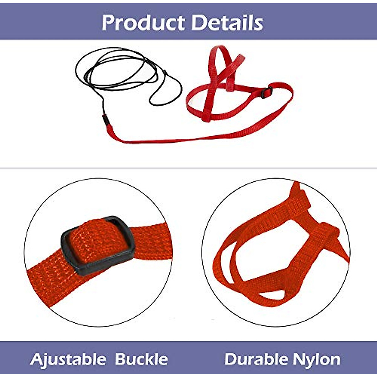 SZSJBK Bird Harness, Adjustable Parrot Nylon Leash with Anti-bite Design for Outdoor Activities Training, Suitable for Eastern Bluebonnet Parrot, Cockatoo, Parakeet, Doves 6.2ft (S)