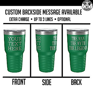Personalized 30oz (17 Colors) Powder Coated Insulated Stainless Steel Tumbler with Lid, Custom Etched, Customized Text Message Name, Engraved Gift Idea Women Men Him Her, Your Text Here (Green)