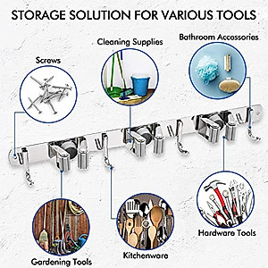 YouOKLight mop broom holder,broom hanger wall mount, 304 Non-Slip Stainless Steel Rack for Tools Hanger,Metal Broom Closet Organizer for Home,Garage, even Outdoor (3 Racks with 4 Hooks)