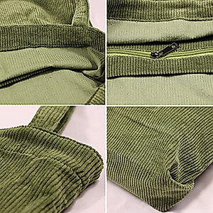 YINUO Women’s Corduroy Tote Bag, Casual Handbags Big Capacity Shoulder Shopping Bag with 2 Pockets