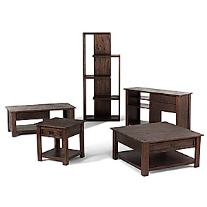 SIMPLIHOME Monroe SOLID ACACIA WOOD 38 inch Wide Square Rustic Coffee Table in Distressed Charcoal Brown, for the Living Room and Family Room