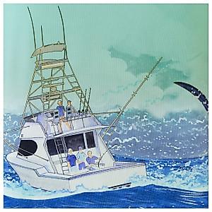 Guy Harvey Men’s Long Sleeve Performance Shirt with 50+ UPF Sun Protection, Beach Glass/Offshore Charter, 3X-Large