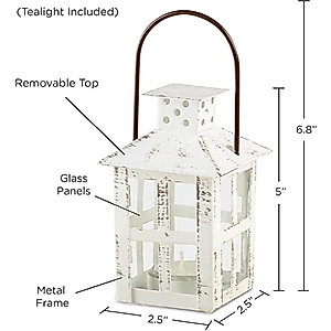 Kate Aspen Rustic Farmhouse White Candle Holder, Wedding, Centerpiece Table, Home, Shelf, 5 inch Decorative Lantern