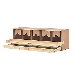 Wood Chicken Laying Nesting Box Cage, Laying Nesting Box Easy to Assemble 5 Compartments for Spawning