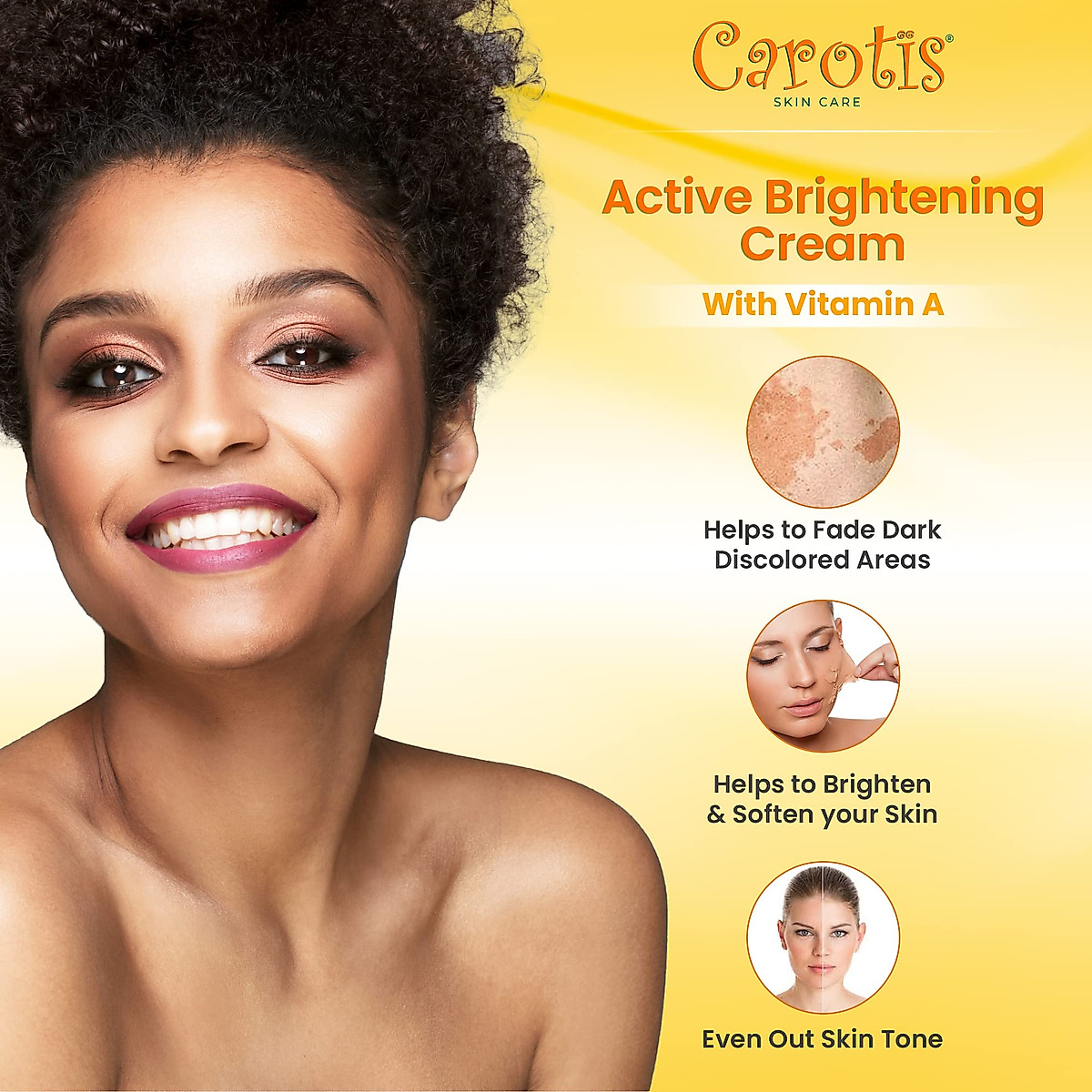 CAROTÏS Skin Brightening Cream - 1 fl oz / 30 ml - Brightening Cream For Face, Body, Hands, Elbows, Knuckles