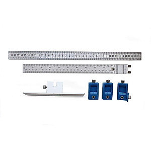 Cabinet Hardware Jig Tool for Handles and Knobs Drawer Guide Jig on Doors and Drawer Fronts, Fastest and Most Accurate Knob for inch Scale-Blue Aluminium Box