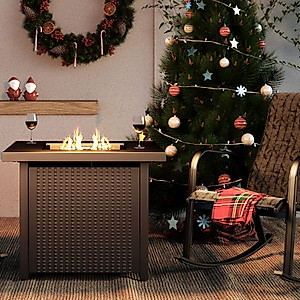 Grand Patio Outdoor Gas Fire Pit Table 30-Inch Square Propane Gas Fire Pit CSA Safety Approved 50000BTU with Steel Tabletop, Removable Lid, and Lava Rock for Garden, Backyard, and Deck Parties