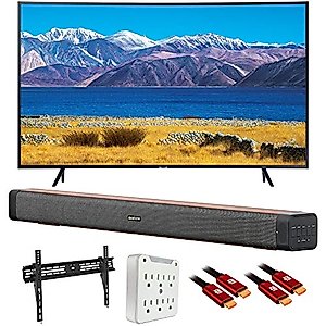 SAMSUNG UN55TU8300 55-inch HDR 4K UHD Smart Curved TV with Deco Home Soundbar Bundle