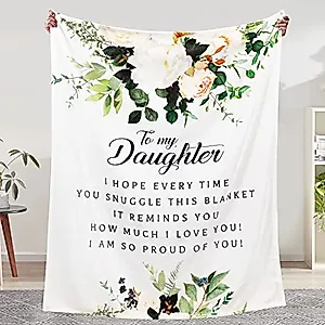 Valentines Day Gifts for Daughters, Birthday Gifts for Daughter, Daughter Gifts from Mom, Gifts for Daughter, Adult Daughter Gifts from Dad, Father Daughter Gifts, Soft Throw Blanket 60"x50", White