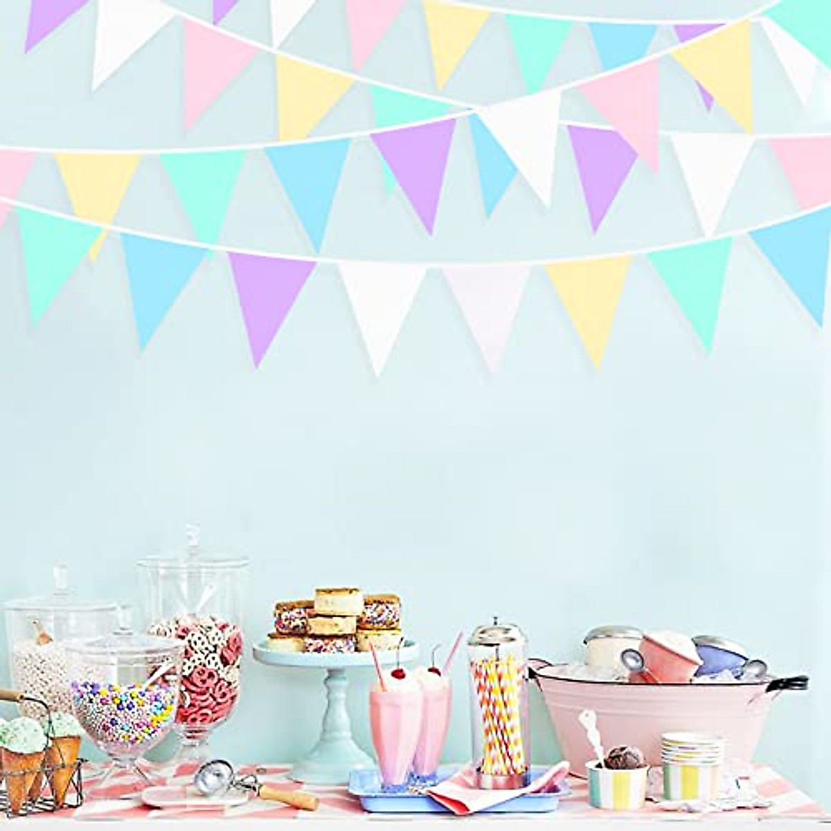 Pastel Macaron Pennant Banner for Unicorn & Birthday Parties