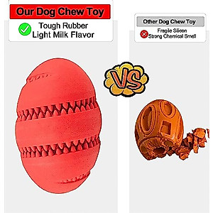 MosaiRudo Squeaky Latex Dog Toy Balls Football Rugby Fetch Interactive Toy for Medium Large Dogs, Dog Treat Ball for Teeth/Slow Feeder (Red)