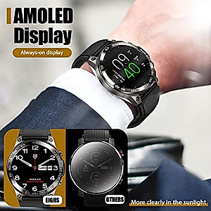 EIGIIS Smart Watch for Men 1.43 Inch AMOLED Always On Display Big Screen Smart Watch with Text and Call Fitness Watch with Heart Rate Sleep Monitor Pedometer Smartwatch for iPhone Andorid Phones