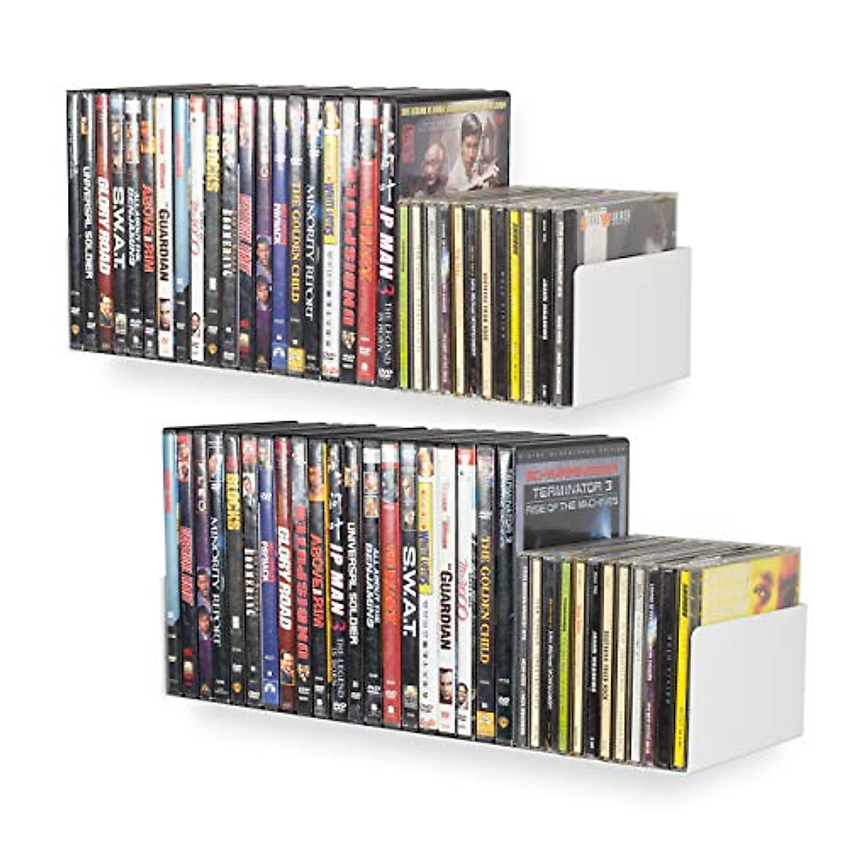 Wallniture U Shape Floating Metal Bookshelf White Set of 2