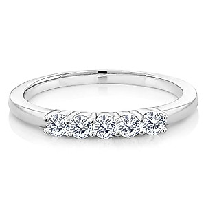 Gem Stone King 925 Sterling Silver White Moissanite Wedding Band Ring For Women (0.33 Cttw, Available In Size 5, 6, 7, 8, 9)