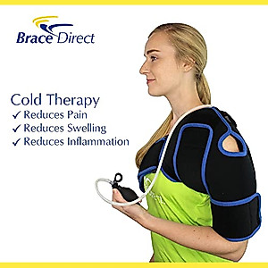 Brace Direct Cryotherapy with Adjustable Compression Air Pump Shoulder Wrap with Ice Pack for Shoulder Pain Relief, Injuries, Surgery and Arthritis and Faster Recovery