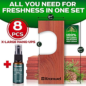 Aromatic Cedar Blocks for Clothes Storage w/Cedar Oil, Red Cedar Wood Hang Ups for Closets & Drawers, Cedar Closet & Drawer Fresheners Set