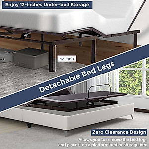 IULULU Adjustable Bed Frame, Full Adjustable Bed Base with Wireless Remote, Adjustable Leg Heights, Zero Gravity, Independent Head and Foot Incline, Zero Clearance, Easy Assembly
