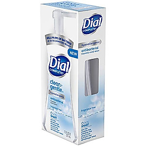 Dial Complete Clean + Gentle Antibacterial Foaming Hand Wash, Fragrance Free, 7.5 fl oz, 8 Count Case