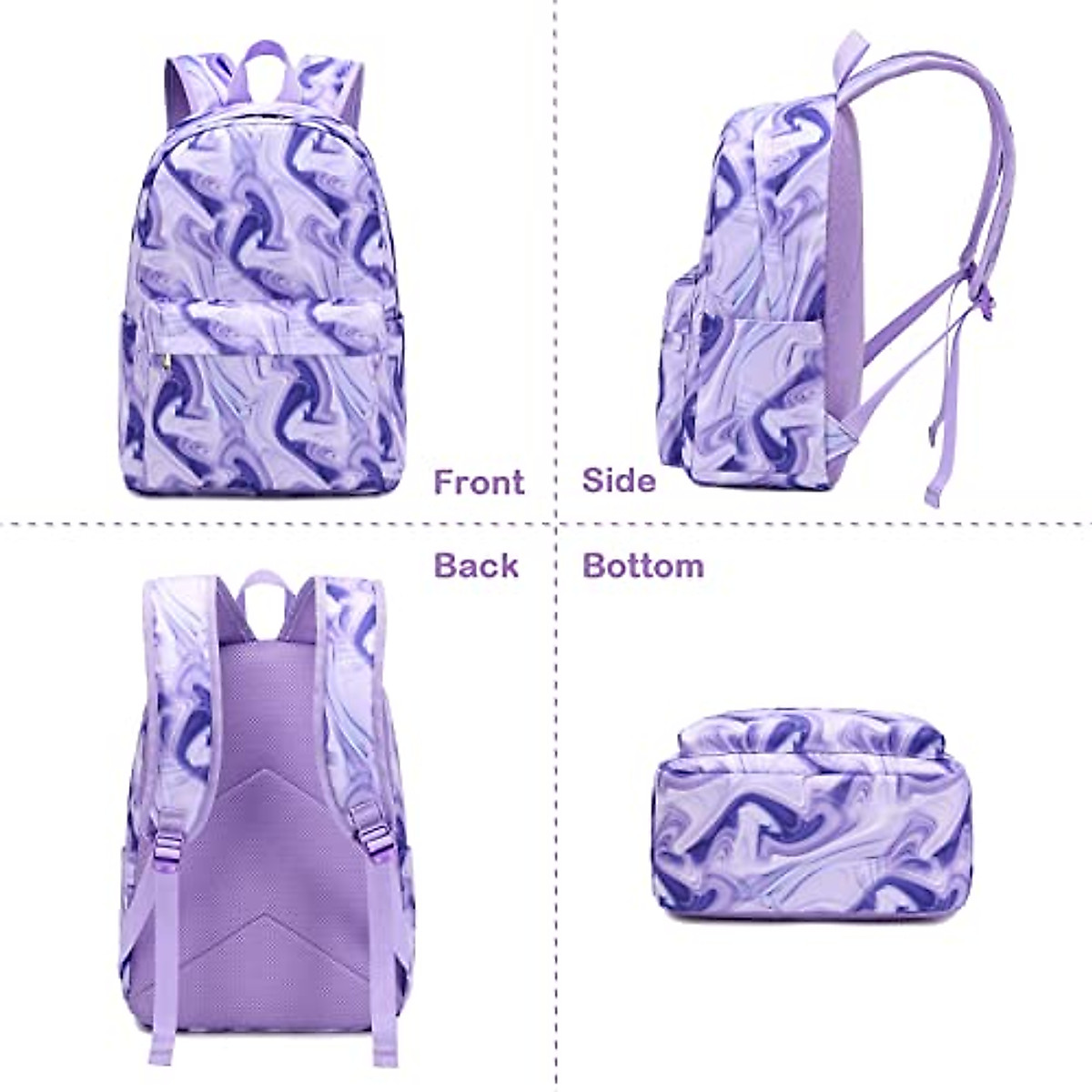 Kids Backpack Set for School, 3PCS School Bookbag Set with Square Lunch Bag Pencil Pouch, Water Resistant Large Capacity School Bag for Elementary Middle High School Girls Boys